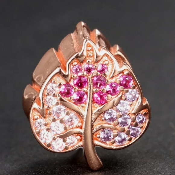 Pandora | Jewelry | Pandora Rose Gold Pave Leaf Charm | Poshmark